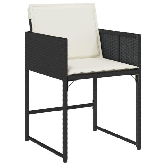 Chaise de jardin - KEEN SO - Lot de 4 - Résine tressée noire - Coussins ...