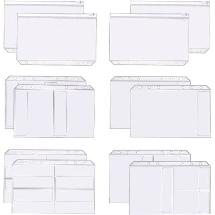 Pochette Transparente A5,Classeur Pochette,12 Pièces Binder Pocket Sacs ...