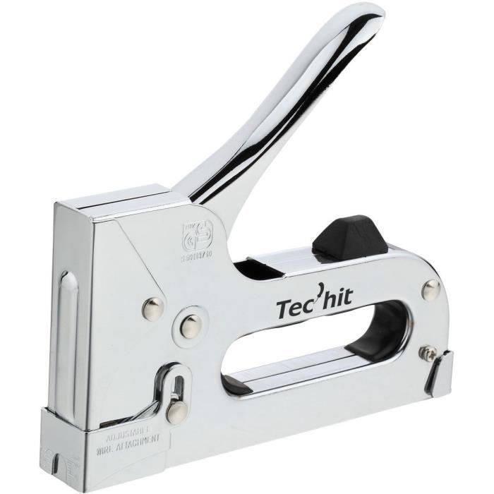 TEC HIT Agrafeuse chrome professionnelle + 400 agrafes (Qualité ...