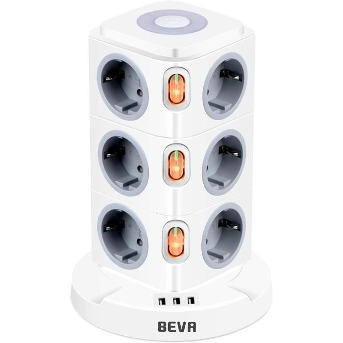 Multiprise tour avec USB, multiprise au design unique avec veilleuse ...
