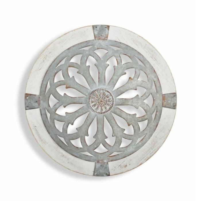 CARILLON A VENT,White Wash-20cm flat acrylic--Décoration murale ronde ...
