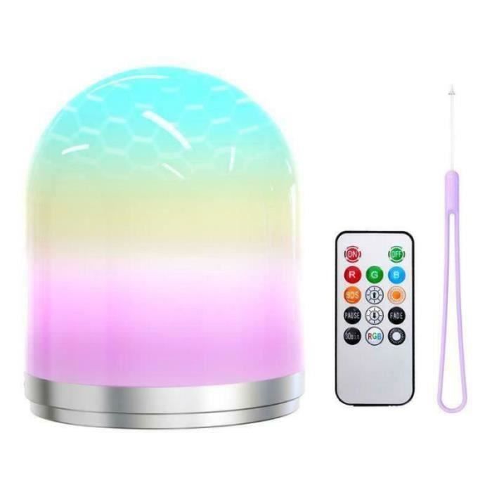 JSF16959-Veilleuse colorée avec télécommande, lampe de table portable ...