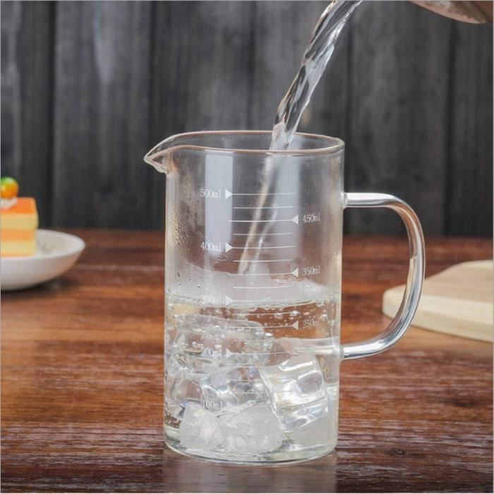 Tasse à Mesurer en Verre Borosilicate 500ml-1L Verres de Doseur Transparente Bécher de Gradué ...