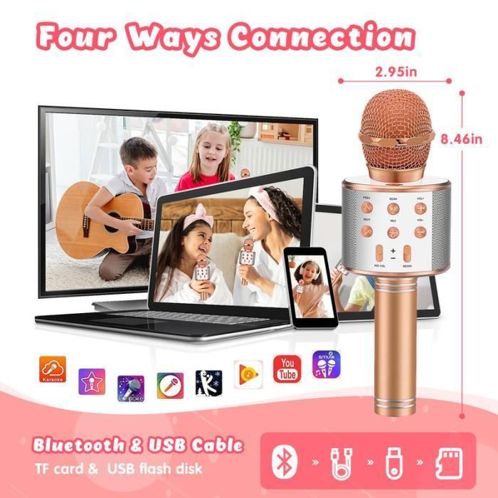 Microphone Sans Fil Karaoké - Or Rose - Bluetooth - Pour Enfants 3-12 Ans - Cadeau Idéal-keeper ...