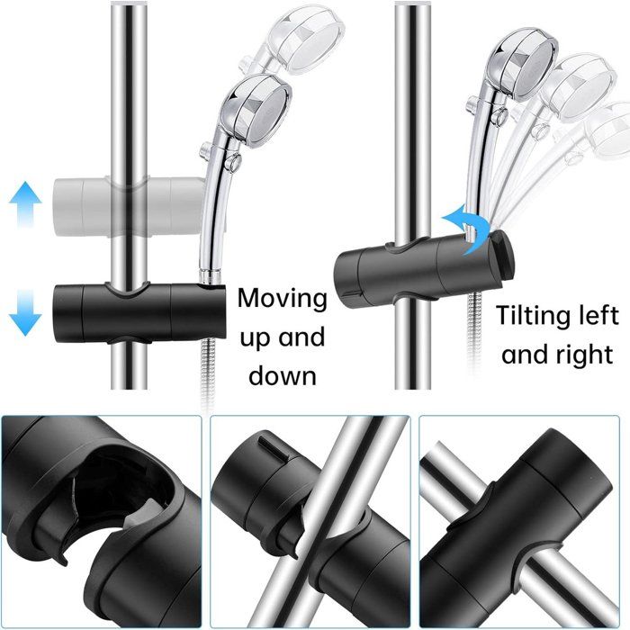 Support de Douchette Noir, Adjustable pour Tiges 20-25mm, Installation ...
