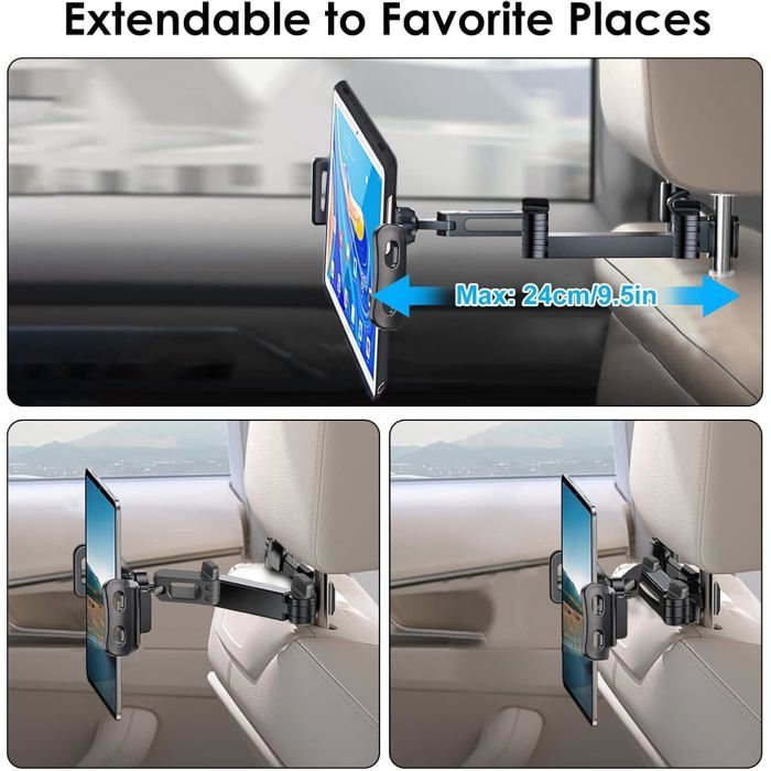 Support tablette voiture extensible appui-tête, universel compatible ...