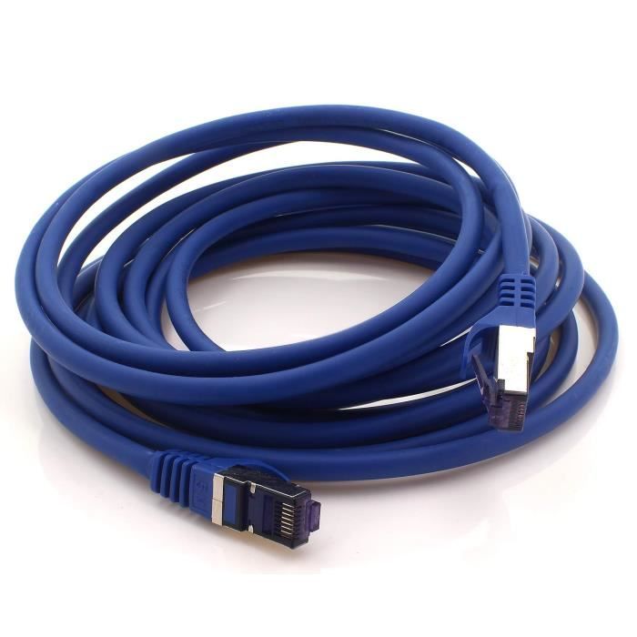 Cat.7 Câble Réseau 15M Bleu 1 Pièce Cat7 Câble Ethernet Poe Lan 10 Gb S ...