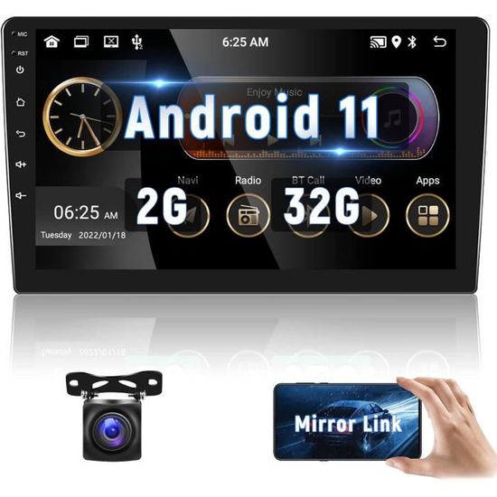 2G 32G Android 11 Autoradio 2 Din Bluetooth, 10.1 Inch Écran Tactile Autoradio Gps Camera De ...