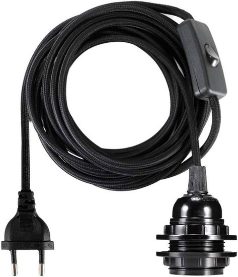 LED Lighting 45M Câble Fil électrique en Tissu 2 Cœurs avec E27 Douille ...