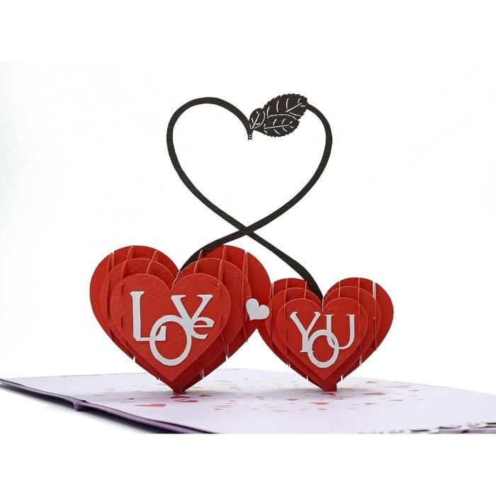 Cartes de Saint Valentin pop up, carte aimée 3D (Heart.[Z1471 ...