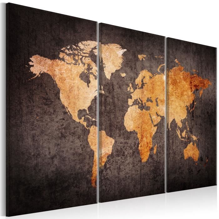Tableau | Chestnut World Map | 120x80 | Cartes du monde - Cdiscount Maison