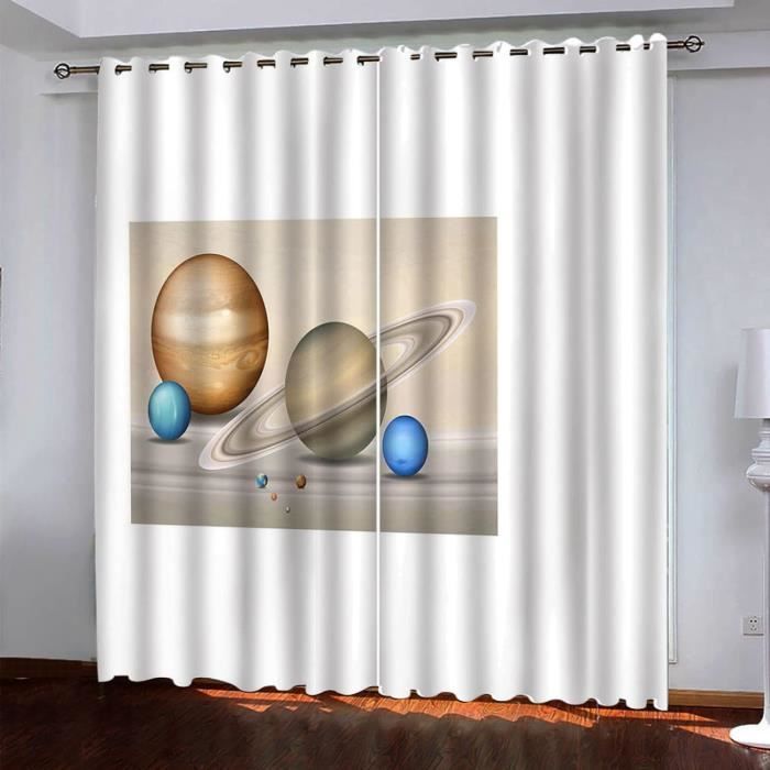 Lot De 2 Rideau Salon Moderne - 3D Système Solaire De L'Univers Motif L ...