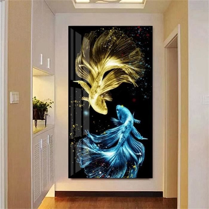 Diy 5D Diamant Peinture Poisson Rouge Animal Diamond Painting Kit Pour ...