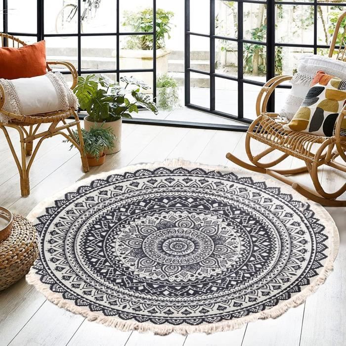 Tapis Rond En Coton Pour Salon, Tapis De Sol Lavable Et Antidérapant ...
