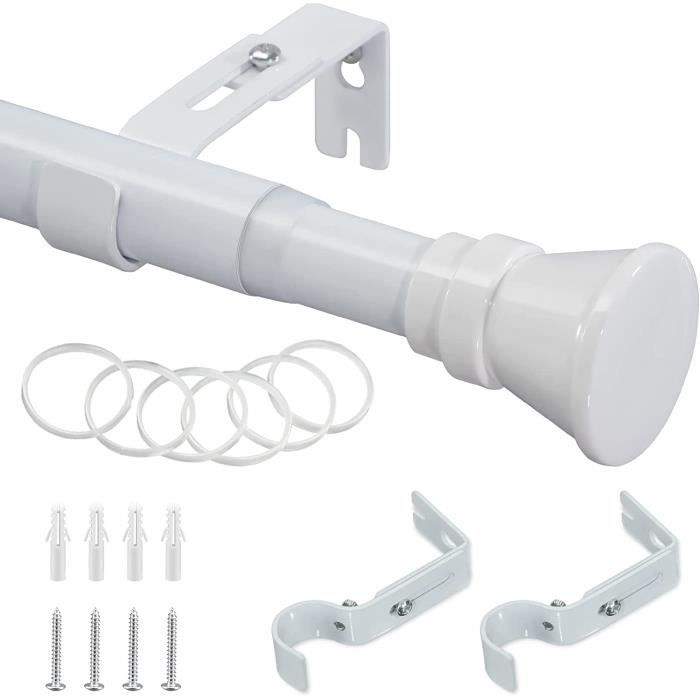 Tringle à Rideau Extensible Avec Embout Plat, 81-204 cm, Tringle à Rideau Argentée, 1 brin ...