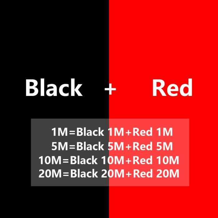 (Black and Red/1m/24 AWG)Câble en Silicone Rouge Noir pour Voiture, Fil de Batterie pour ...