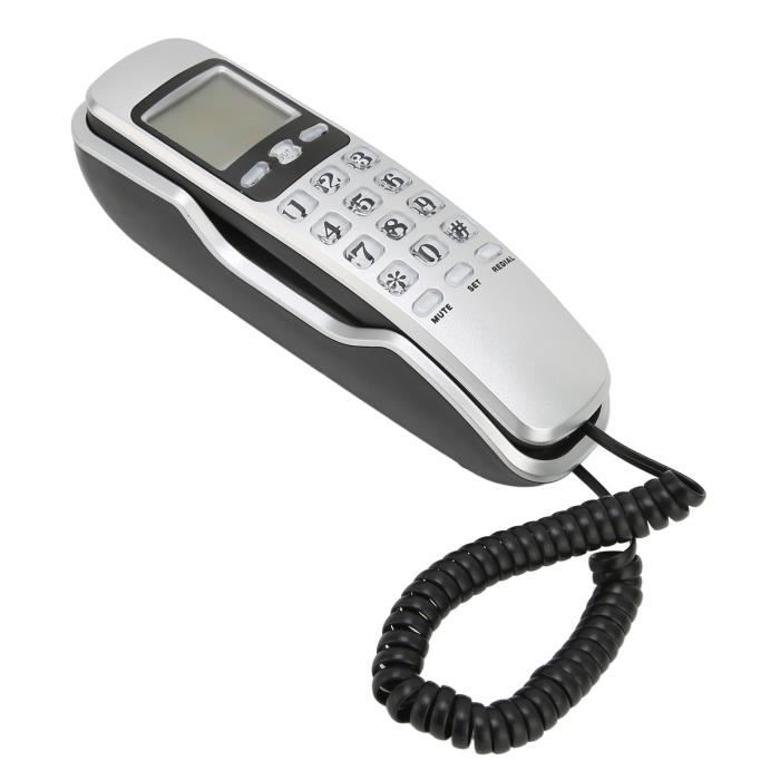 Fdit Téléphone fixe d'hôtel Téléphones muraux fixes KX‑T888CID Téléphone fixe filaire avec écran ...