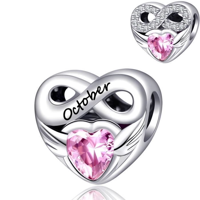 LaMenars October Birthstone Heart Bead Fit Original Pandora Charm ...