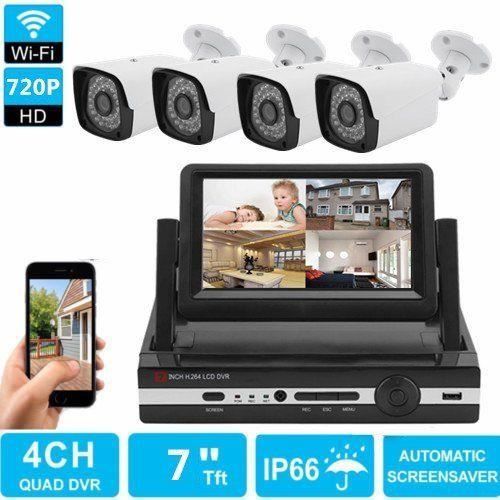 Caméra de surveillance extérieur avec écran LCD Moniteur 4CH NVR HD ...