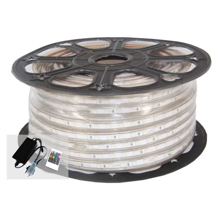Kit Ruban LED 220V RGB 50M - SILAMP - Prêt à être installé - Contrôleur ...