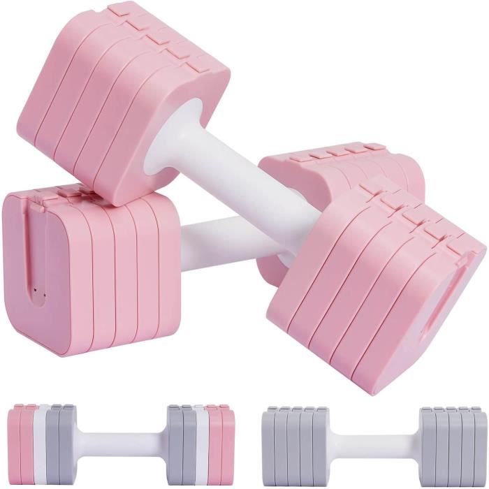 ALLINLIFE Haltères et haltères réglables 10 kg (2 x 5 kg) Boutons de ...