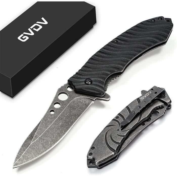 GVDV Couteau Pliant de Poche avec Poignée G10 - Couteau de Survie en ...