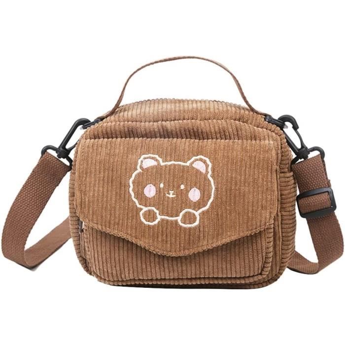 Joli Sac à Main Kawaii En Velours Côtelé Avec Large Sangle Réglable