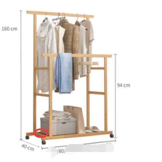 Penderie sur Roulette en Bois à Deux Pôles pour Vêtement Armoire avec ...