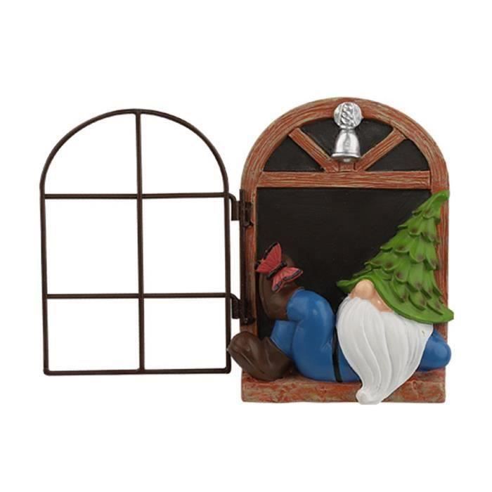 DX13237-CréAtif Nain RéSine Nain de Jardin Statue Elfe sur la Porte ...