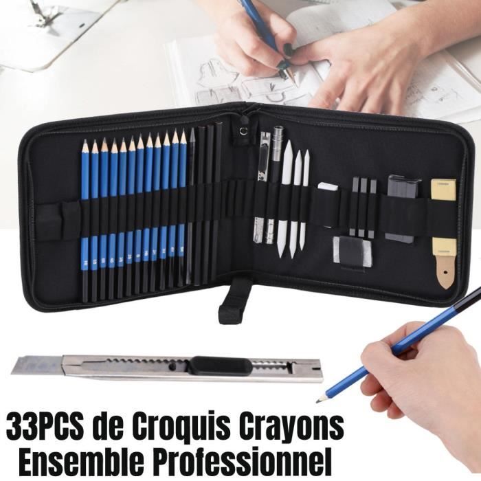 33pcs Crayon de Dessin Crayon Dessin Croquis Kit Dessin Professionnel ...