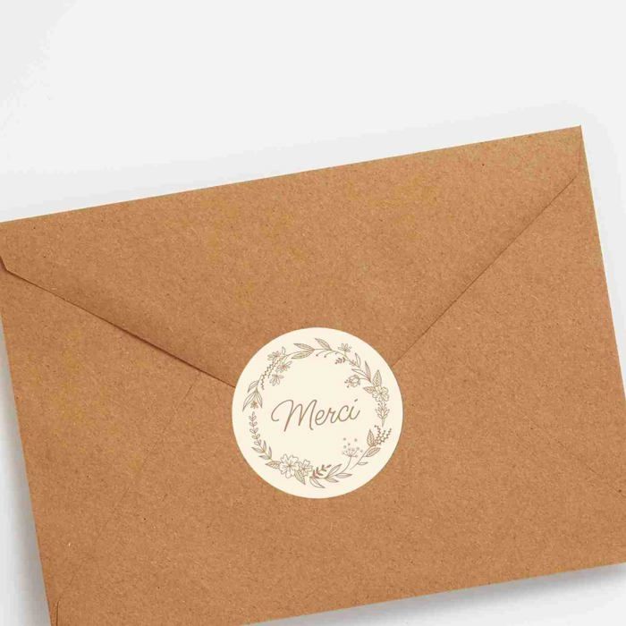 - 140 Etiquettes Merci Rondes Autocollantes - 35 Mm - Papier Recyclé ...