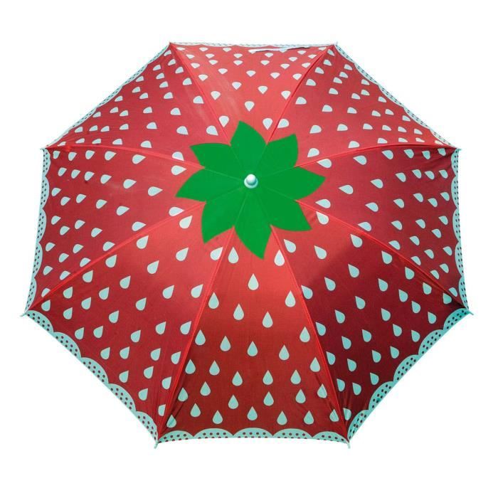Parasol de plage - Fruit - 180 cm - Rouge Fraise - Pliant - Mât droit ...