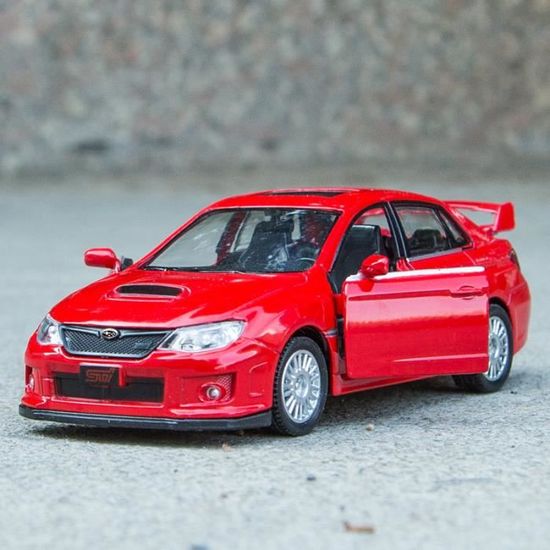 Rouge Avec boite-Modèle réduit de voiture Subaru WRX STI, échelle 1:36 ...