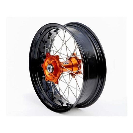 Roue arrière complète ART SM 17x4,50x36T jante noir/moyeu orange/rayons ...