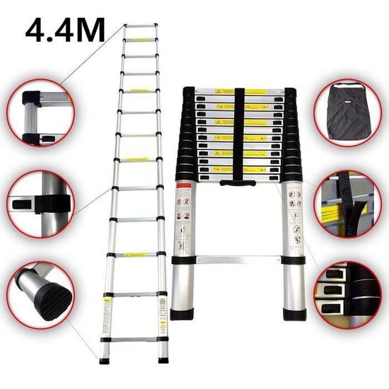 LEY 4.4M Échelle Télescopique Pliable Portable multifonction,14 ... LEY 4.4M Échelle Télescopique Pliable Portable multifonction,14 ...