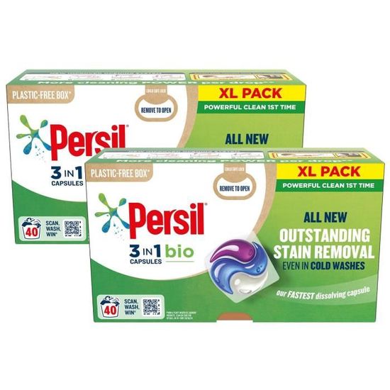 Persil 3 in 1 Bio Washing Capsules Effective in Quick & Cold Washes 40W ...
