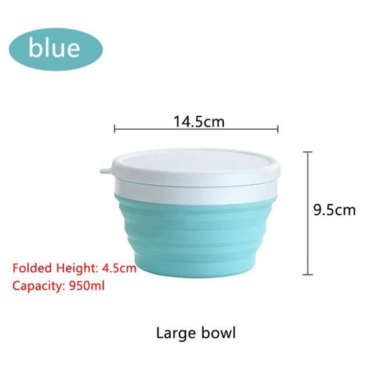 BOL,Blue-Large-bowl--Bol pliable en Silicone, Portable, voyage ...
