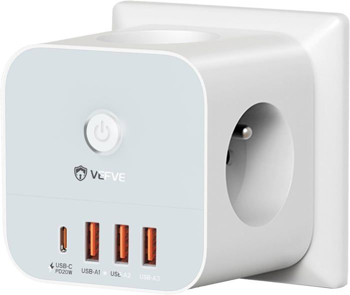 Multiprise Murale USB C PD 20W - Prise Secteur USB, Cube Multi Prise 7 ...