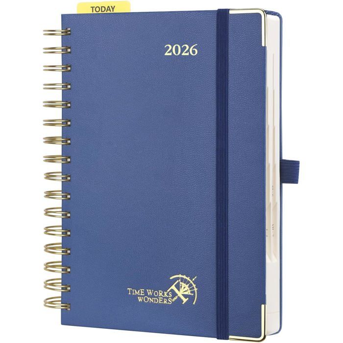 Agenda 2026 Journalier 21,5x14,5 cm-Couverture Rigide Spirale,1 Page ...