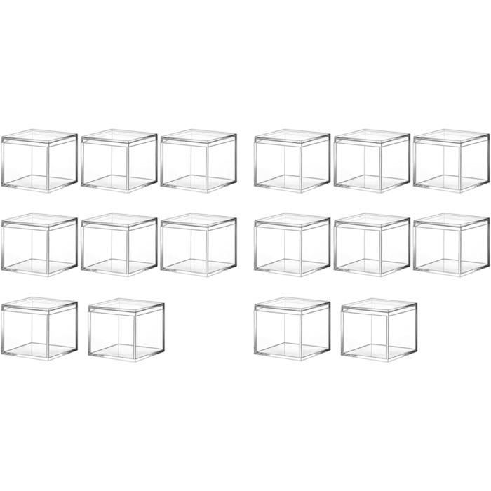 Lot De 16 Mini Boîte De Rangement Carrée En Plastique Acrylique ...