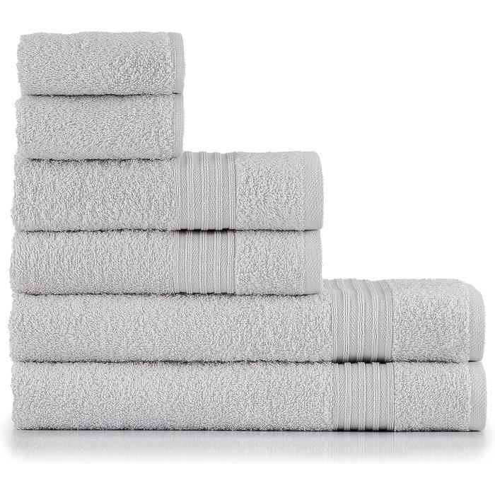 Set De Serviettes - 100% Coton, Éponge, Doux Et Absorbant 6 Pièces (2 S ...