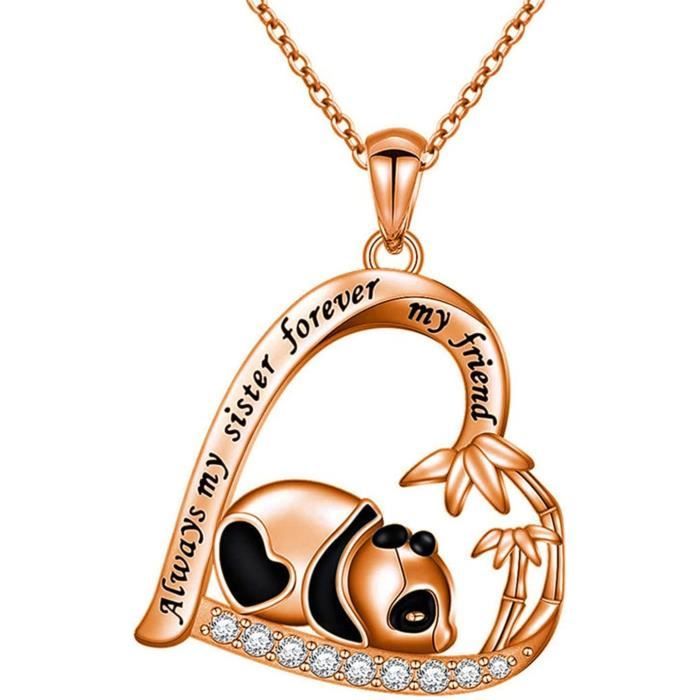 Collier Panda En Cristal Argenté - Vintage - Coeur Panda - Bijoux I ...