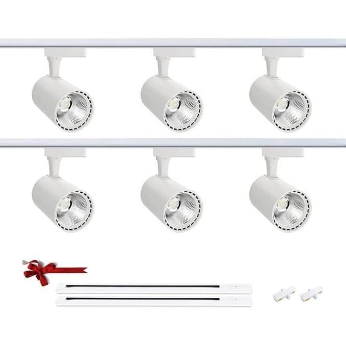 6 LumièRes Kit Complet Rail Spot Led Blanc 3000K,Avec Extra 2M Rail ...