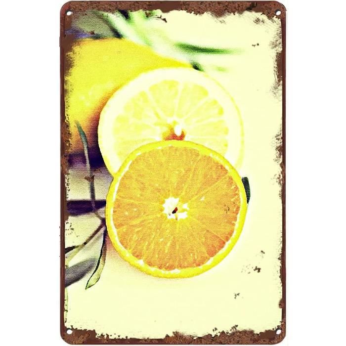 Plaques en métal Vintage -Fruits Citron,Art Mural Peinture Bar Pub café ...