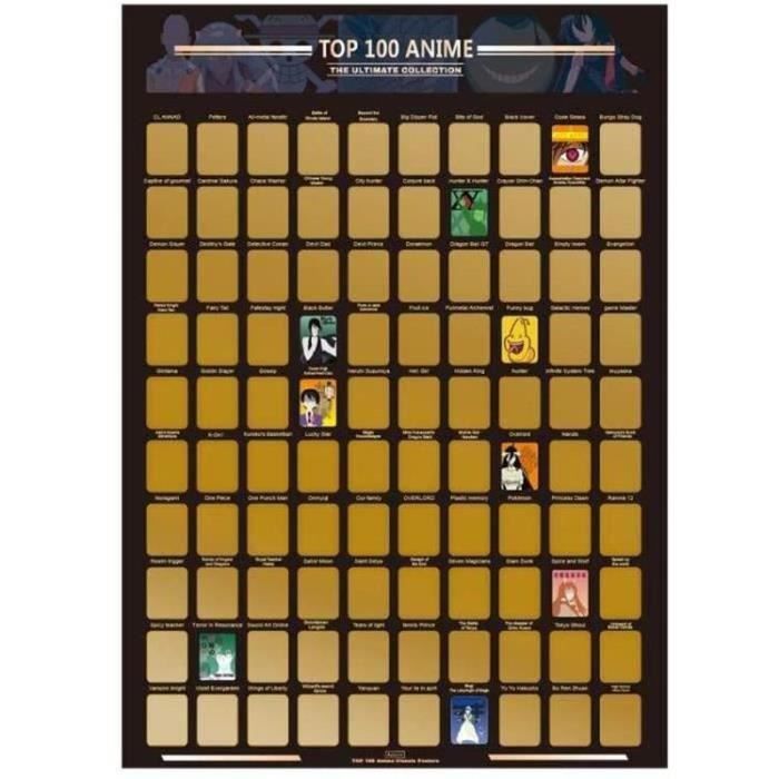 AFFICHE Anime Scratch Poster Top 100 Bucket Movie Bucket List Scratch ...