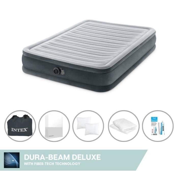 Lit Gonflable 2 Personnes Intex DuraBeam Classic Downy Queen Matelas ...