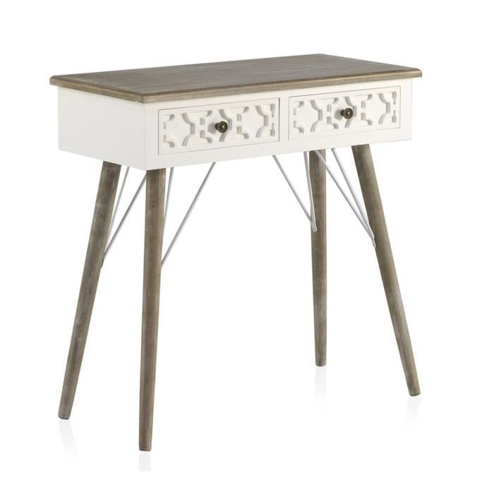 Console en panneaux MDF plaqué en sapin avec façades decorées coloris ...