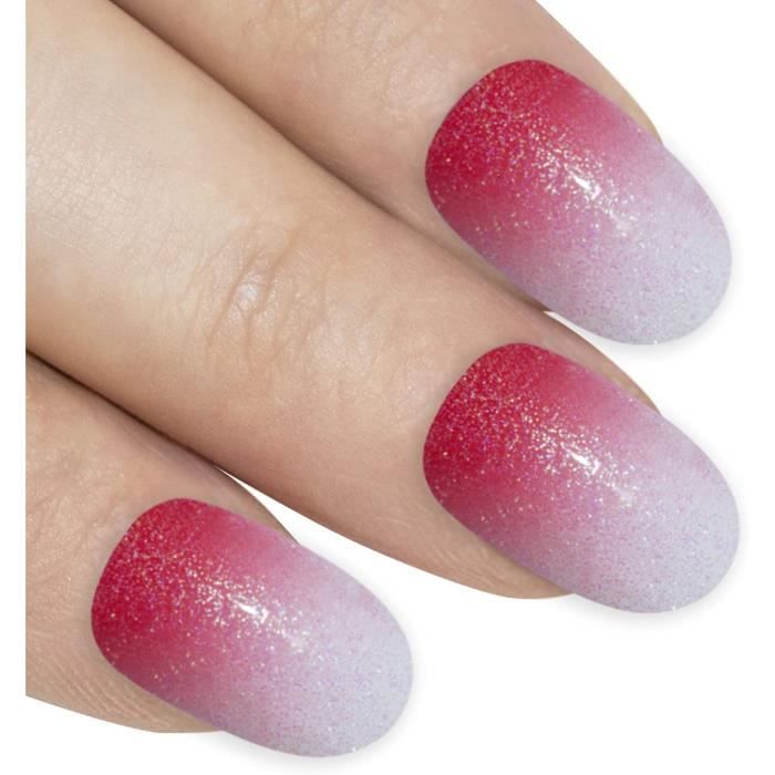 Fau Ongle Et Capsule - Ongles Bling Art Rouge Gel Ombre Ovale 24 Moyen ...