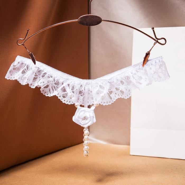 String chaud rose fait main pour dames, string en dentelle séduisant ...