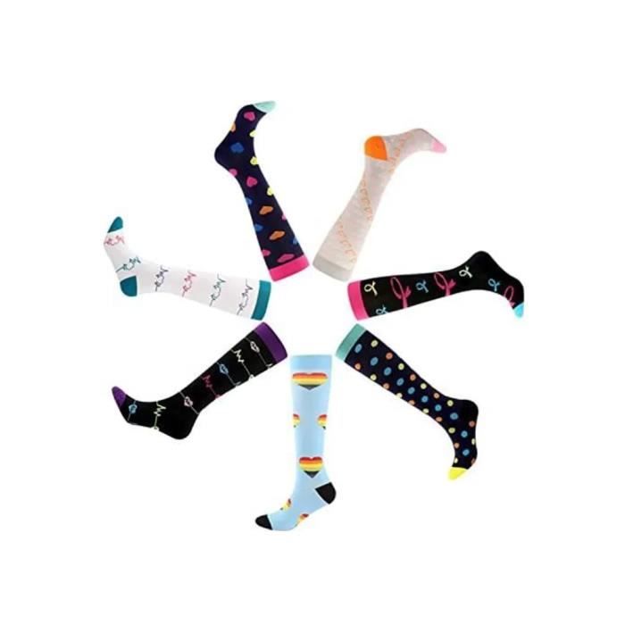 Chaussettes de Compression pour Femme - 7 pièces - Multicolore - 20-30 ...